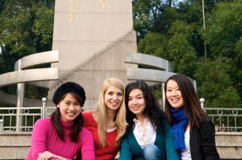 Multicultural Girls in College Stock Image - Image of caucasian ...