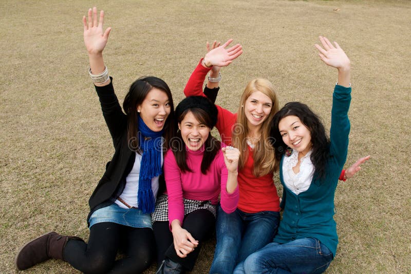 Multicultural Girls in College Cheering Stock Photo - Image of healthy ...