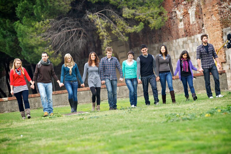 Multicultural Group of People Walking Together Stock Photo - Image of ...