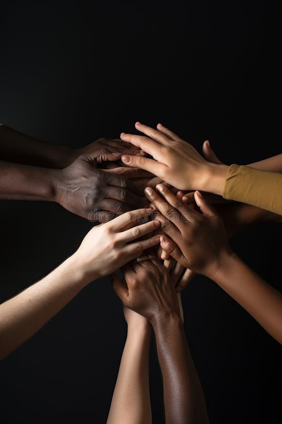 Multicultural Group Placing Hands Together in a Symbol of Unity and ...