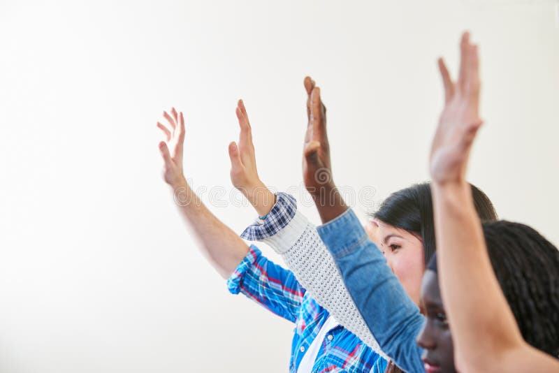 Students Raise Hands in Class Stock Image - Image of hand, studies ...