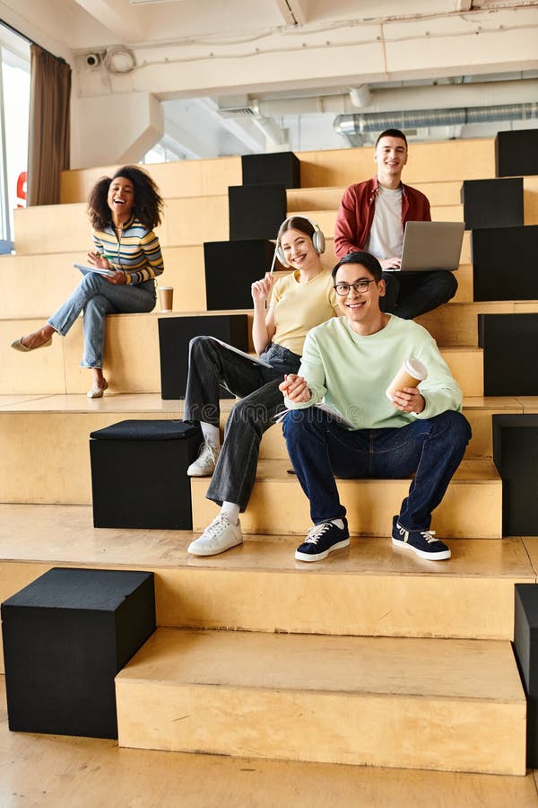 A Multicultural Group of Students Sitting Stock Image - Image of male ...