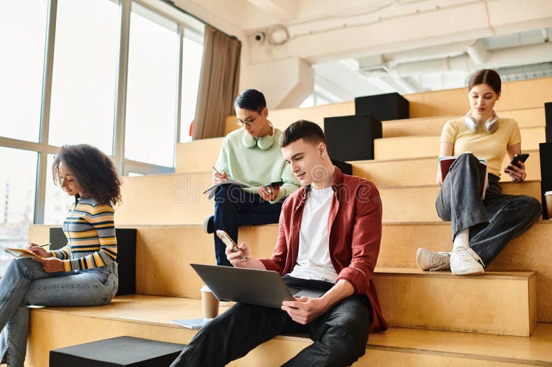 Multicultural Group of Students Socializing and Stock Photo - Image of ...