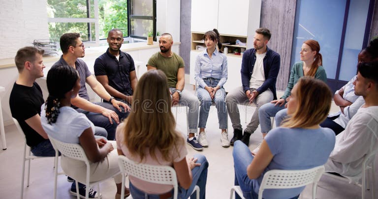 Multicultural Group Young Counseling Therapy Stock Image - Image of ...