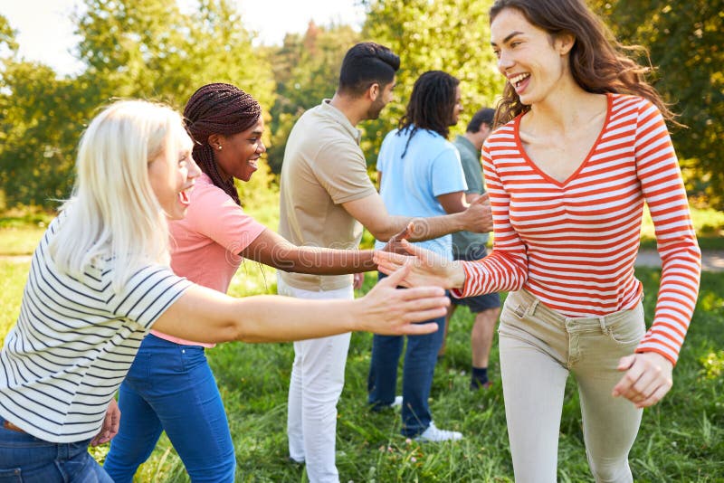 Multicultural Group of Young People Giving Off Hands Stock Photo ...