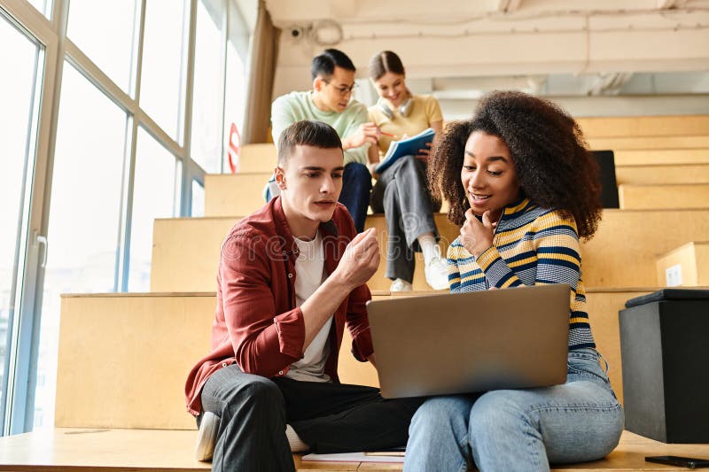 Multicultural Group of Young Students Sitting Stock Photo - Image of ...
