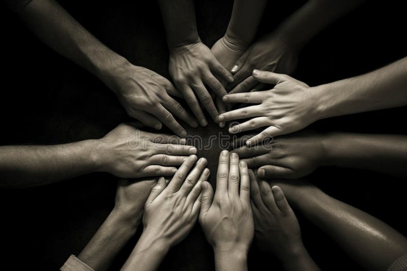 Multicultural Hands in Black and White Generative AI Stock Illustration ...