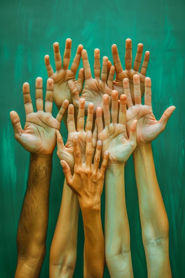 Multicultural Raised Hands Stock Illustrations – 647 Multicultural ...