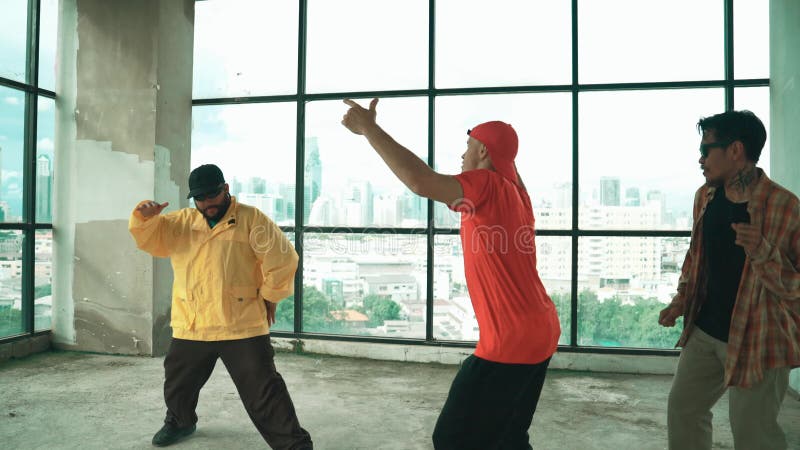 Multicultural Hipster Looking at Camera while Perform Break Dancing ...