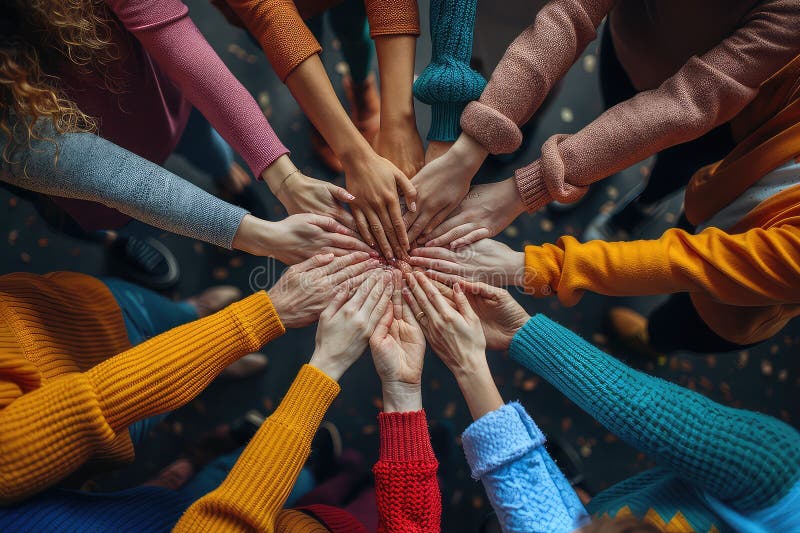Multicultural Inclusive People Holding Hands. Stock Image - Image of ...