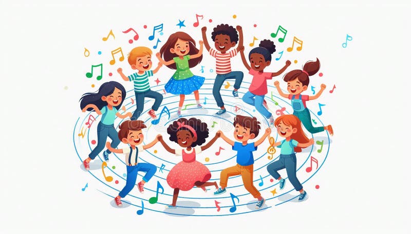 Multicultural Kids Dancing in a Circle, Fun Energetic Movement with ...