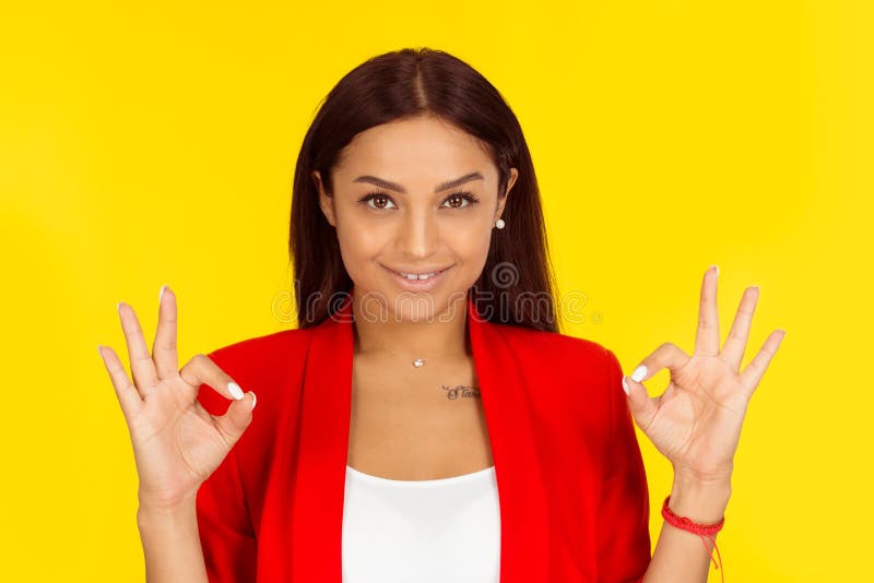 Multicultural Model Showing Ok Sign with Both Hands Stock Image - Image ...