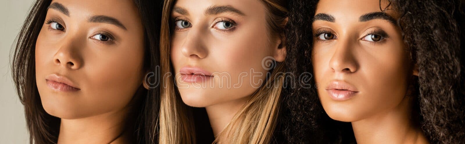 Multicultural Models Looking at Camera Isolated Stock Image - Image of ...