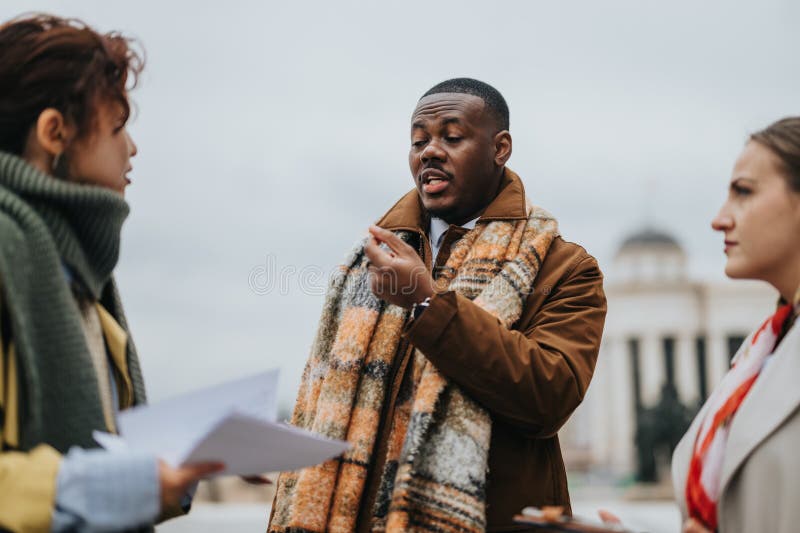 Multicultural People Engaged Collaborative Outdoor Discussion Documents ...