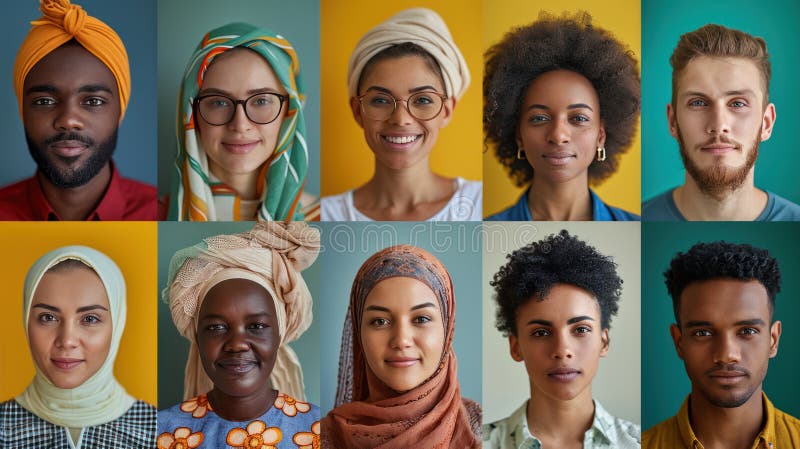 Multicultural Portrait Collage Featuring Diverse Ages and Ethnicities ...