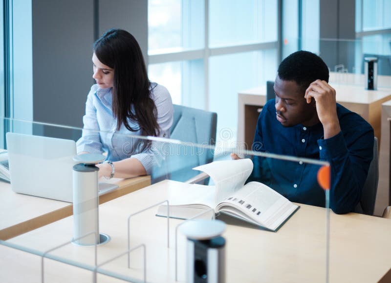 Multicultural Students Studying in a Public Library Stock Image - Image ...