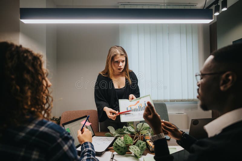 Multicultural Team Analyzing Growth Charts in a Business Meeting Stock ...