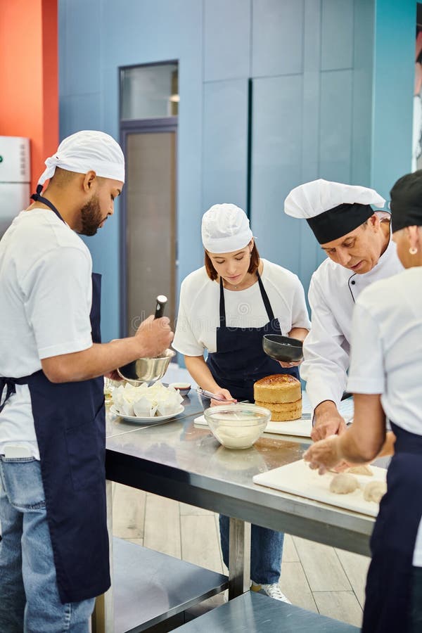 Multicultural Team of Chefs in Aprons Stock Image - Image of confectionery, patisserie: 304973523