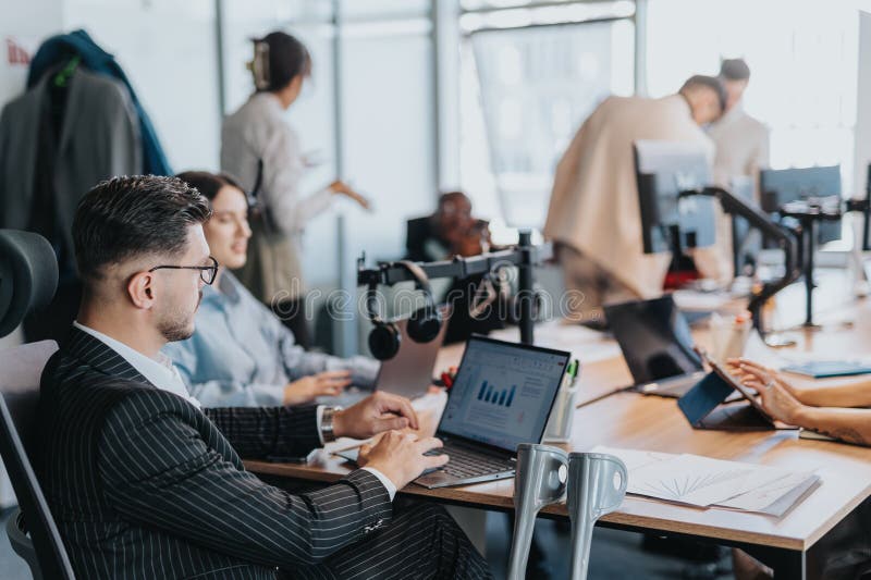 Multicultural Team Collaborating in Contemporary Office Environment Stock Photo - Image of ...