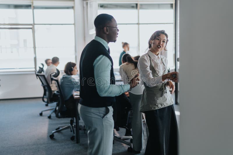 Multicultural Team Collaborating in a Modern Office Environment Stock ...