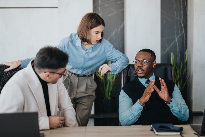 Multicultural Team Engaged in Business Meeting Discussion Stock Photo ...