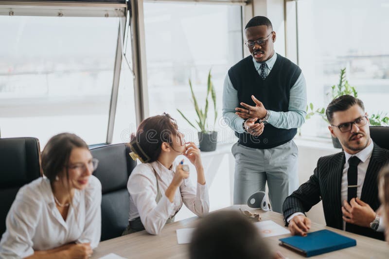 Multicultural Team Engaged in a Dynamic Business Meeting Discussion ...