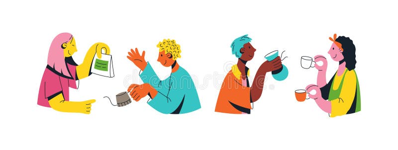 Multicultural Team of Young People Set. Flat Vector Illustration. Unity ...