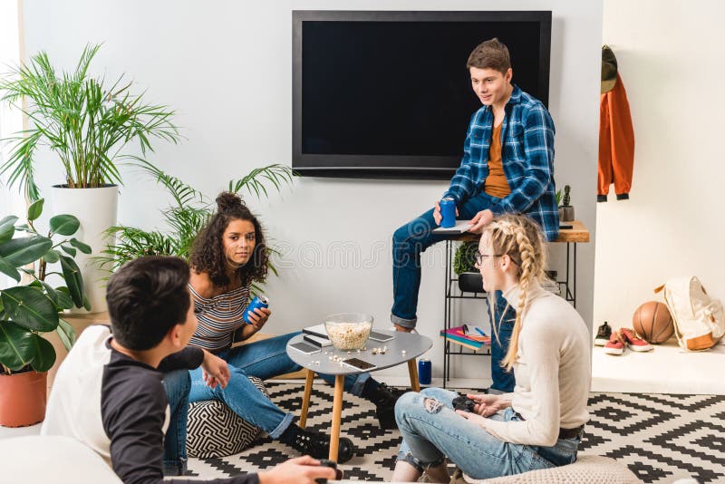 Teens Talking in the Classroom Stock Image - Image of lifestyle ...