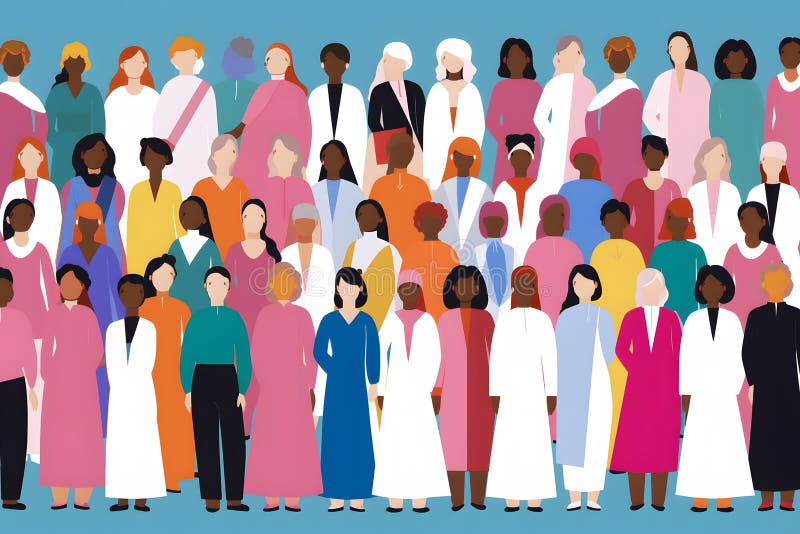 Multicultural Women Crowd Portrait. Neural Network AI Generated Stock ...