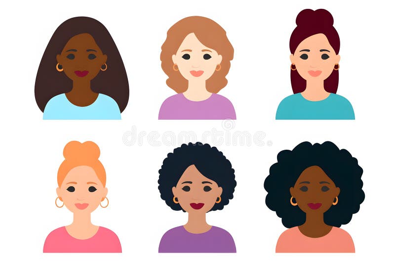 Multicultural Women Crowd Portrait. Neural Network AI Generated Stock ...