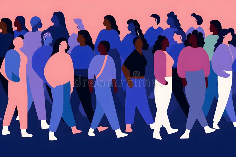 Multicultural Women Crowd Portrait. Neural Network AI Generated Stock ...