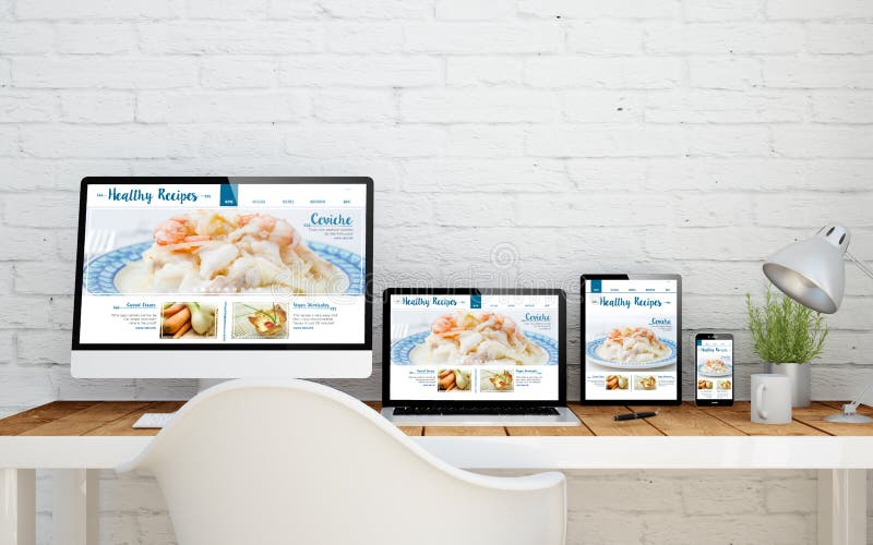 Multidevice Desktop Healthy Recipes Stock Illustration - Illustration ...