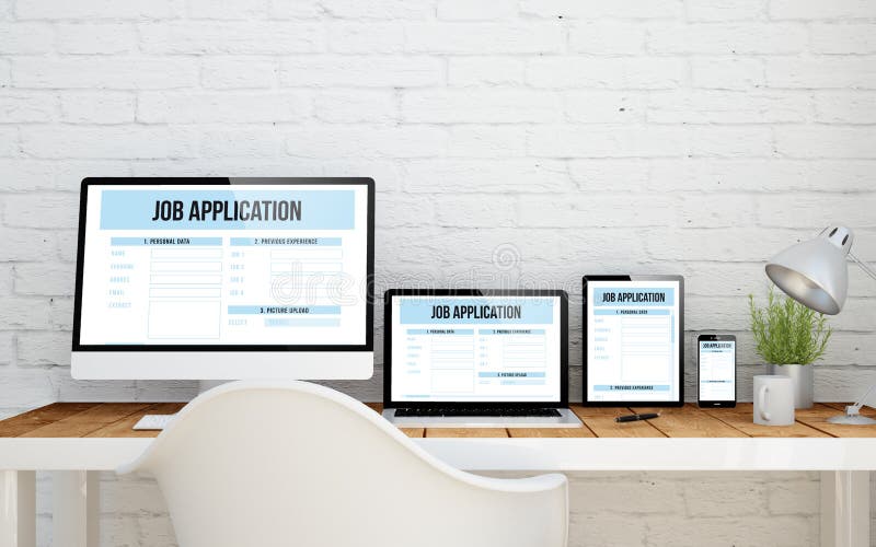Multidevice Desktop Job Application Stock Illustrations – 1 Multidevice ...