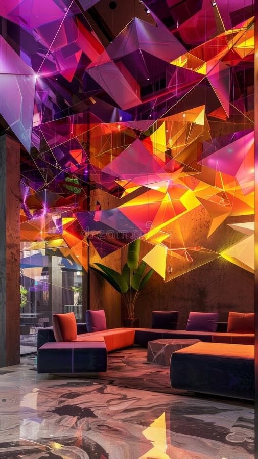 A Multidimensional Ceiling Design with Layers of Geometric Shapes in a ...