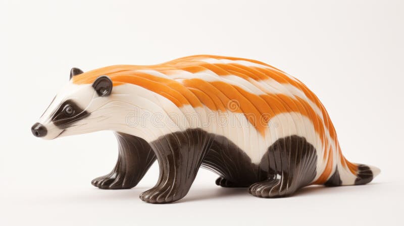 Multidimensional Layered Ceramic Badger Sculpture with Bold Patterns ...