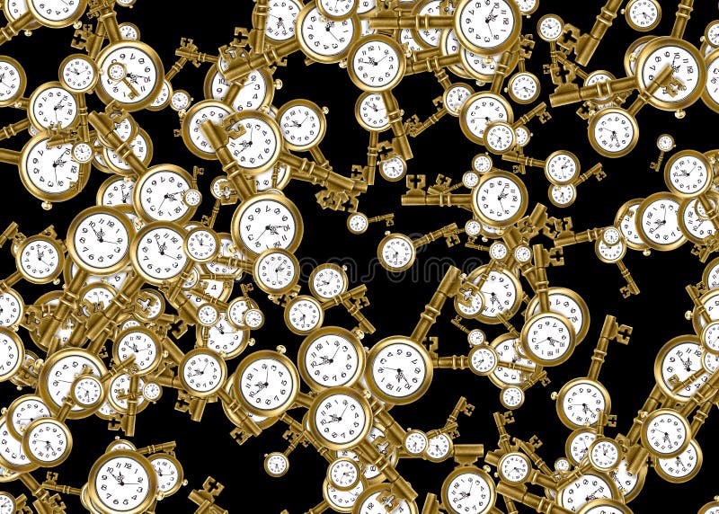 Watch-face Keys Scattered on Black Background Stock Photo - Image of ...