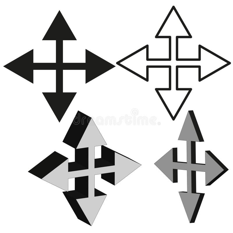Multidirectional Arrow Icon. Navigation Arrow Vector. Directional Arrow ...