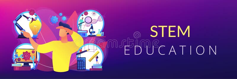 STEM Education Concept Banner Header Stock Vector - Illustration of ...