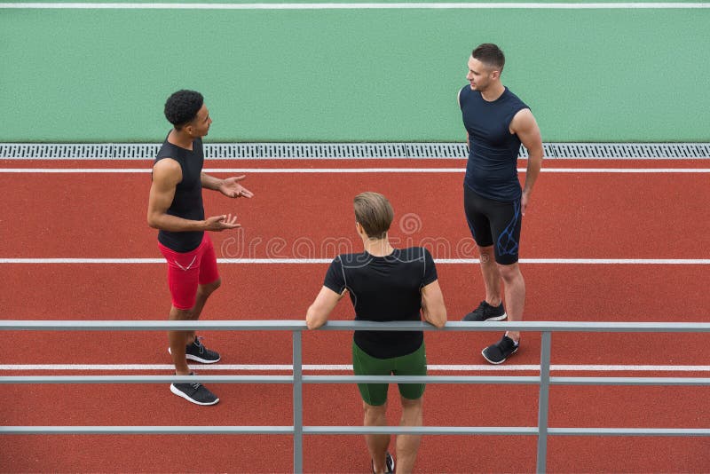 Multiethnic Athlete Group Talking with Each Other Stock Image - Image ...