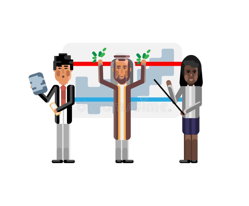 Multiethnic Business Team Doing Presentation Stock Vector ... Multiethnic Business Team Doing Presentation Stock Vector ...
