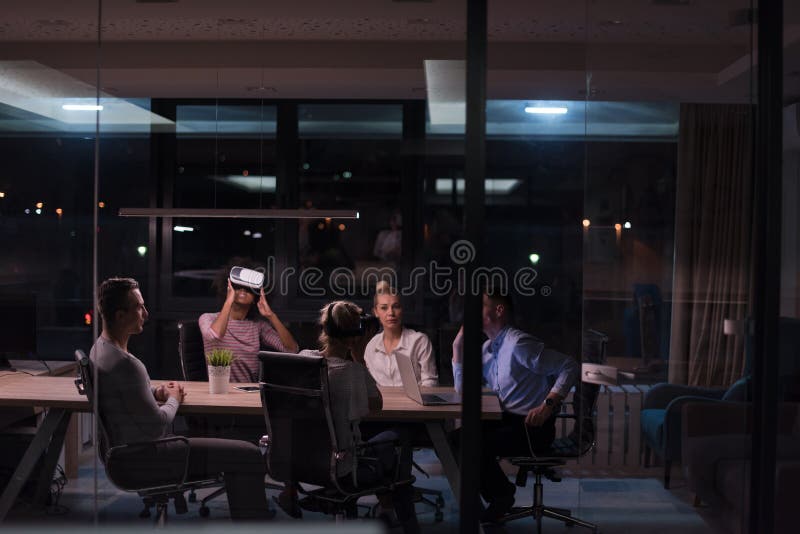 Multiethnic Business Team Using Virtual Reality Headset Stock Image ...