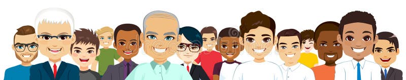 Multiethnic Crowd of Different Men Stock Vector - Illustration of ...