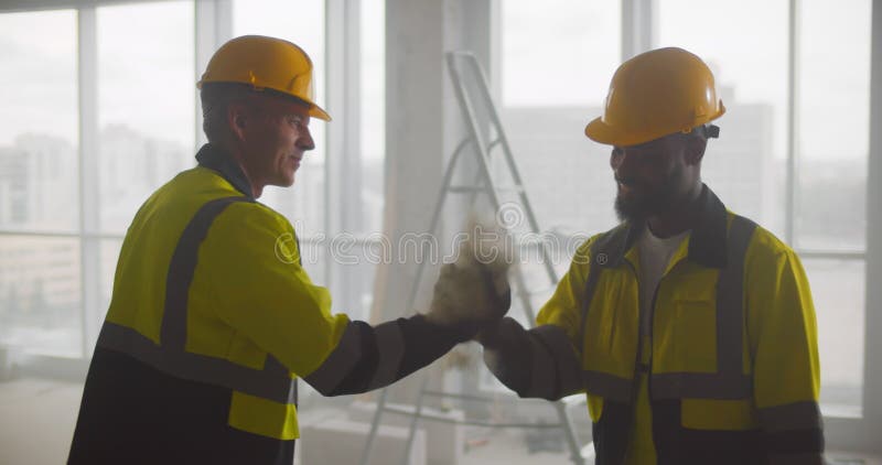 Architect, Handshake and Success in Planning Building with Blueprint ...