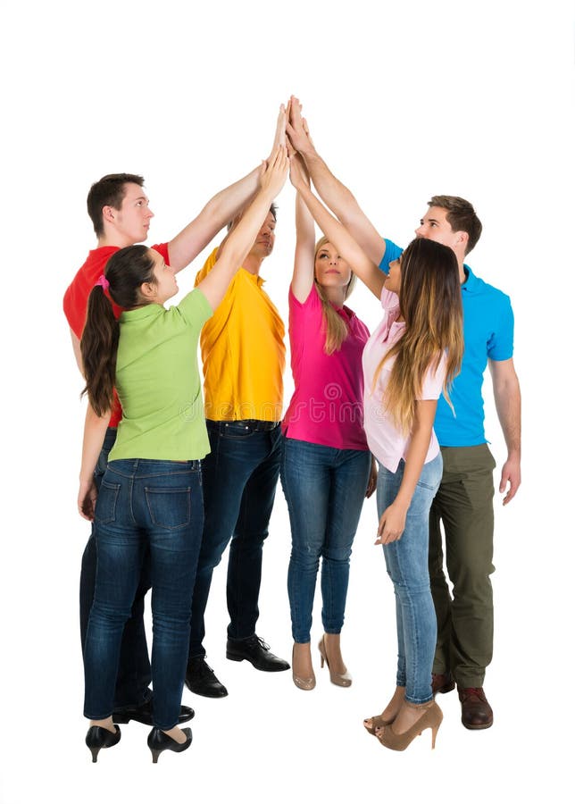 Multiethnic Friends Giving High Five Stock Image - Image of five ...