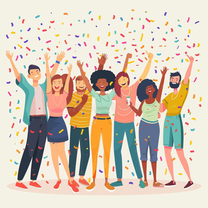 Multiethnic Group of Cheerful Young People Standing T Isolated Vector ...