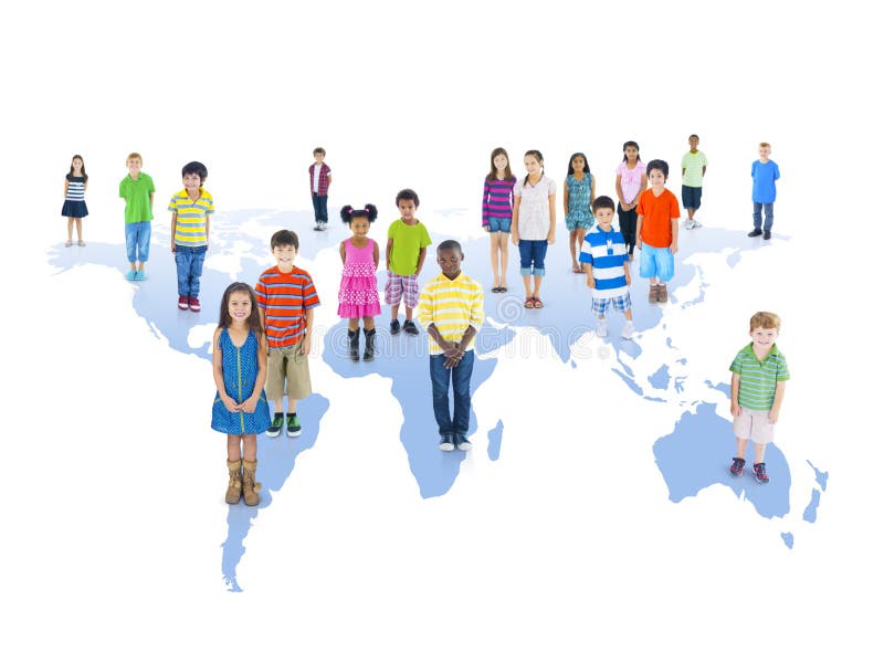 Multiethnic Group of Children with Global Education Concept Stock Photo ...