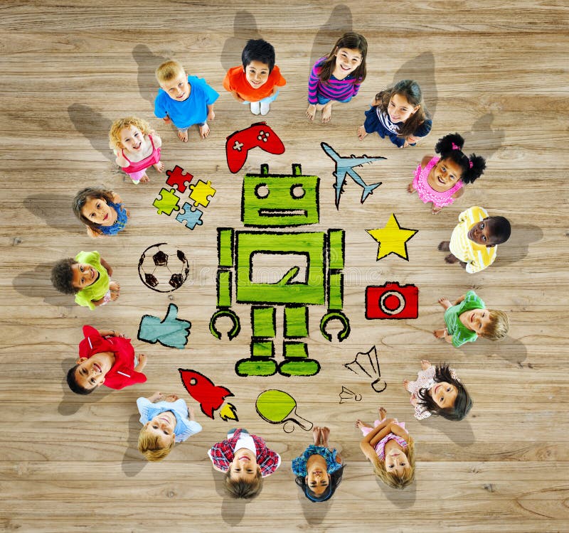 Multiethnic Group of Children with Play Concept Stock Image - Image of ...