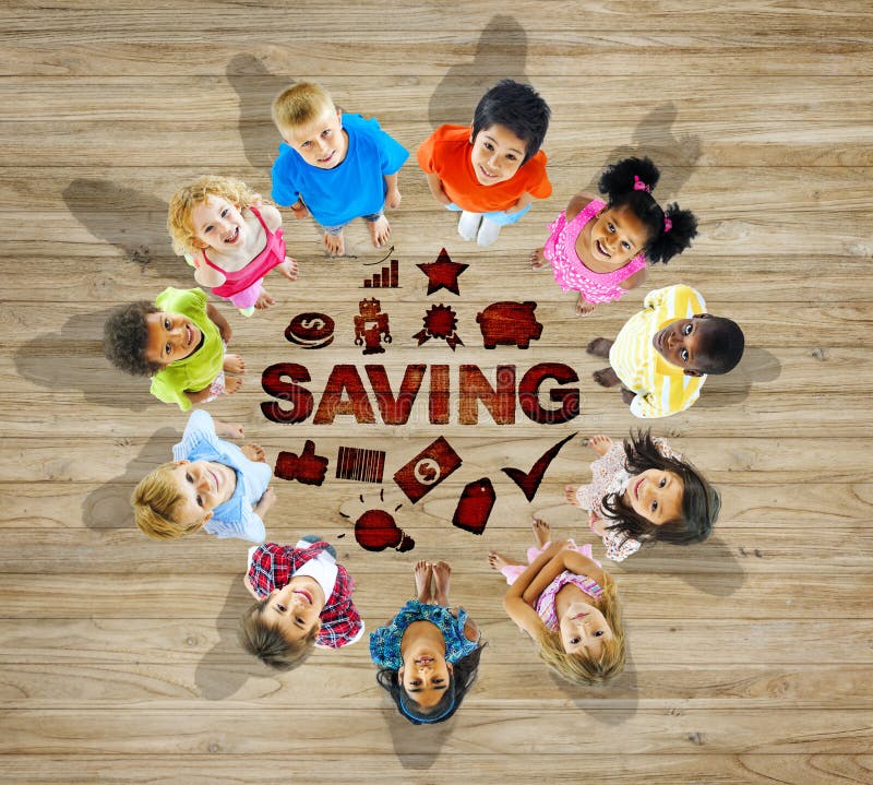 Multiethnic Group of Children with Saving Concept Stock Image - Image ...