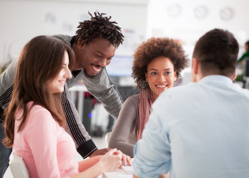 Multiethnic Group of College Students Studying Together Stock Image ...