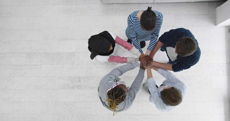 Group of Happy Young Students Showing Unity Stock Video - Video of hand ...